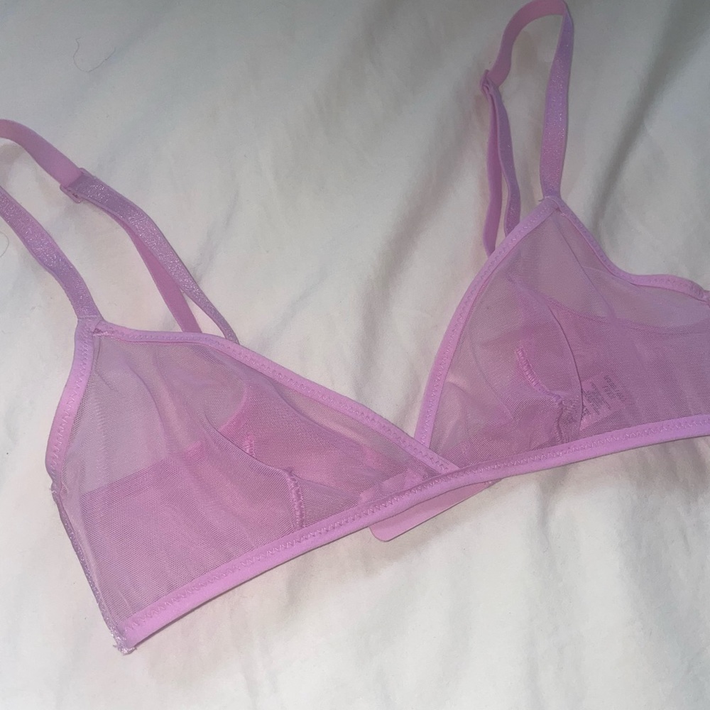Skims Pink Mesh Sheer Bra - Gem
